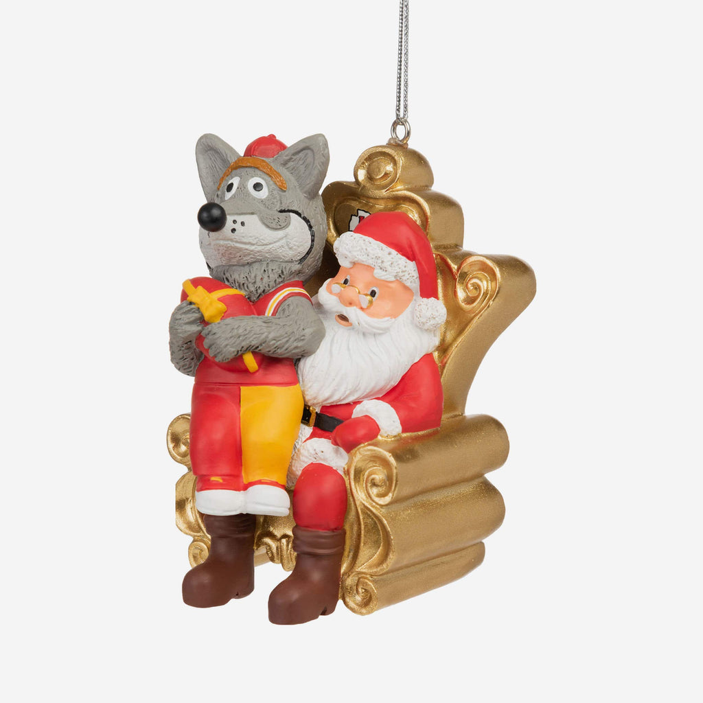 KC Wolf Kansas City Chiefs Mascot On Santa's Lap Ornament FOCO