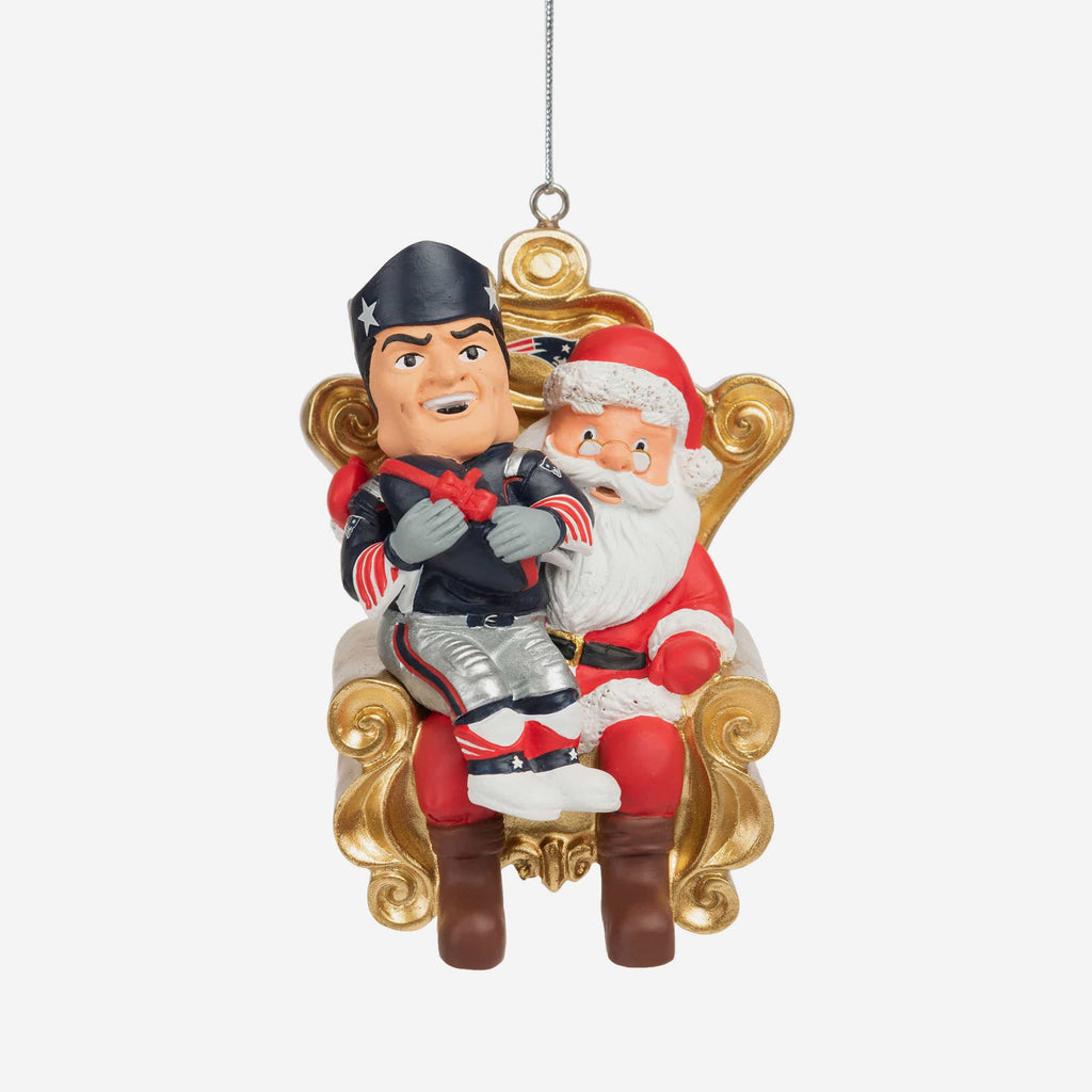 Pat the Patriot New England Patriots Mascot On Santa's Lap Ornament FOCO