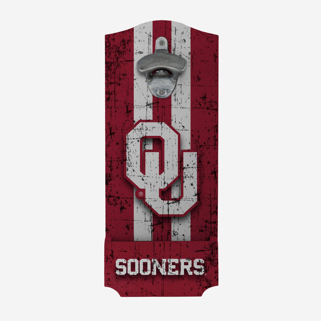 Oklahoma Sooners Wooden Bottle Cap Opener Sign FOCO