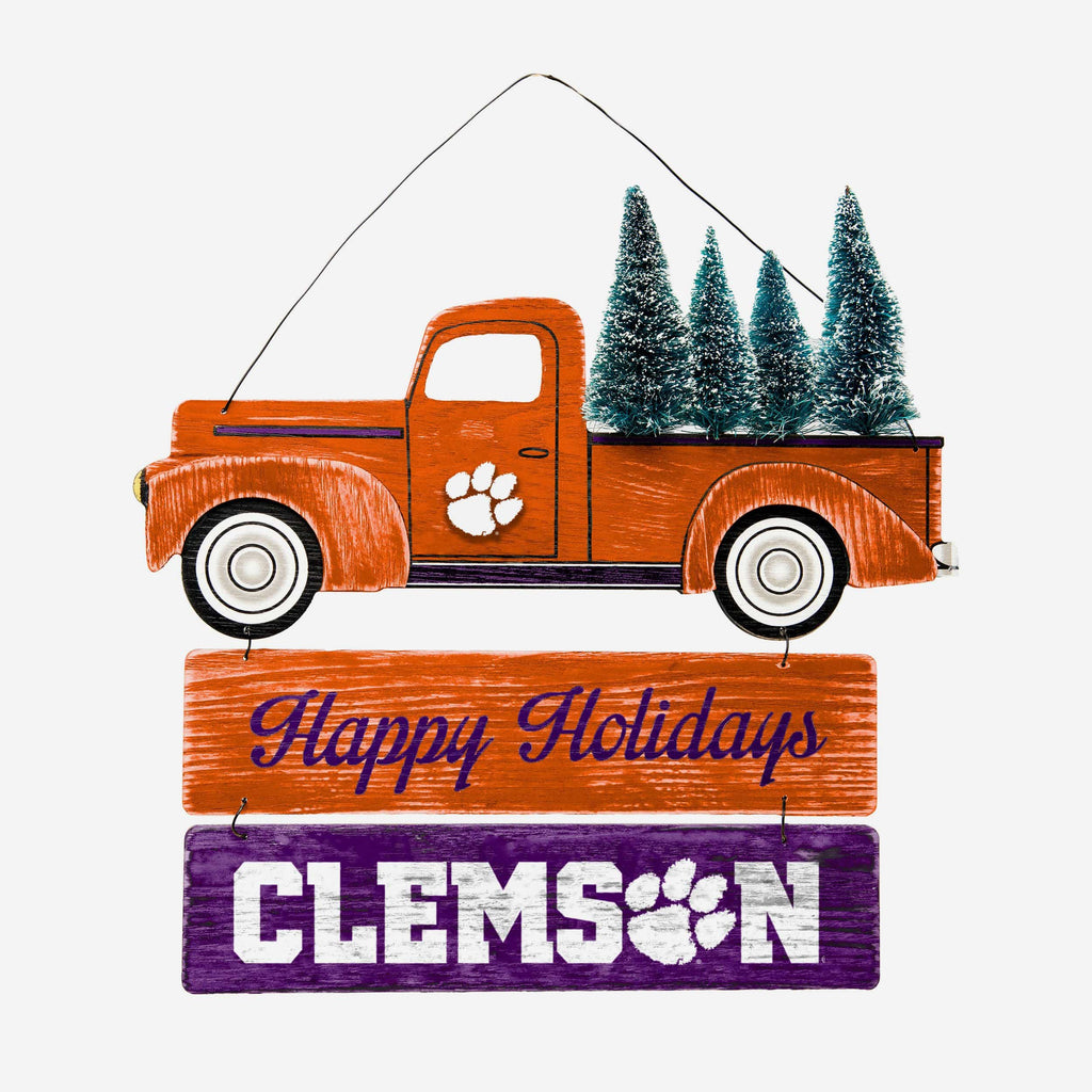 Clemson Tigers Wooden Truck With Tree Sign FOCO