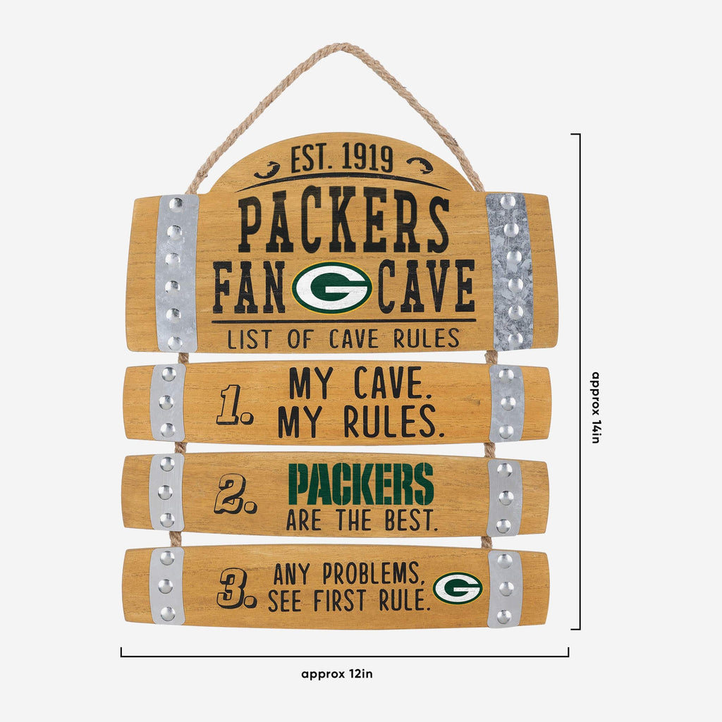 Green Bay Packers Barrel Slat Mancave Sign FOCO