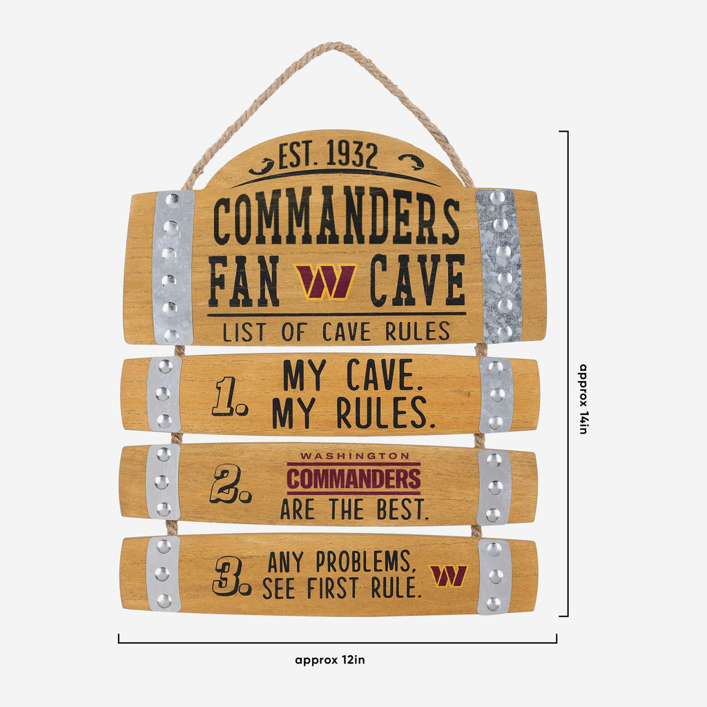 Washington Commanders Barrel Slat Mancave Sign FOCO