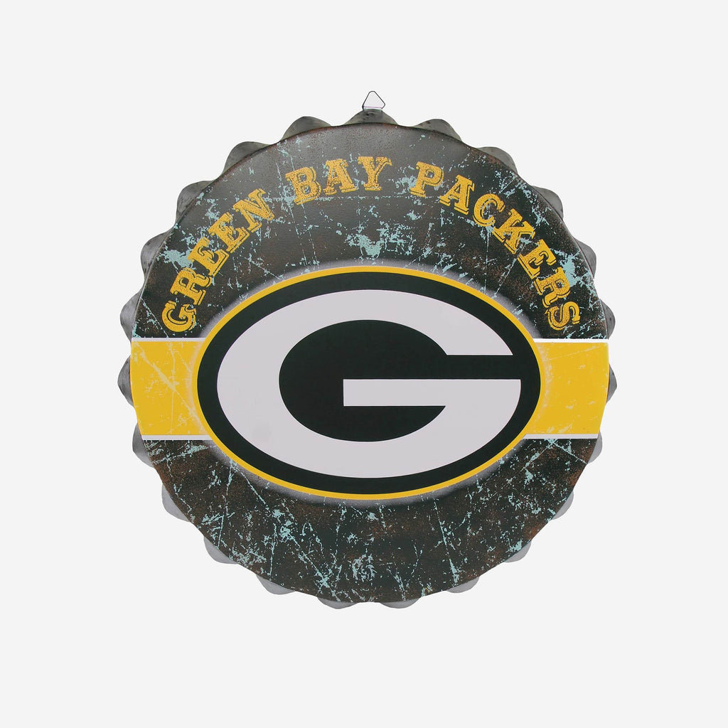 Green Bay Packers Metal Distressed Bottle Cap Sign FOCO