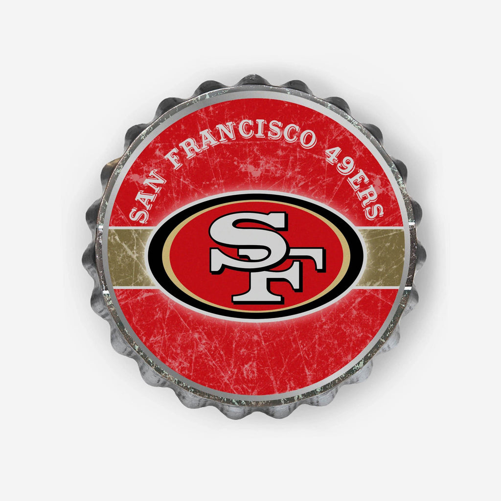 San Francisco 49ers Metal Distressed Bottle Cap Sign FOCO