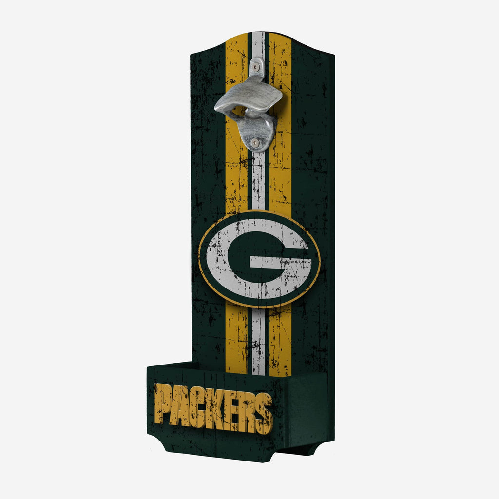 Green Bay Packers Wooden Bottle Cap Opener Sign FOCO