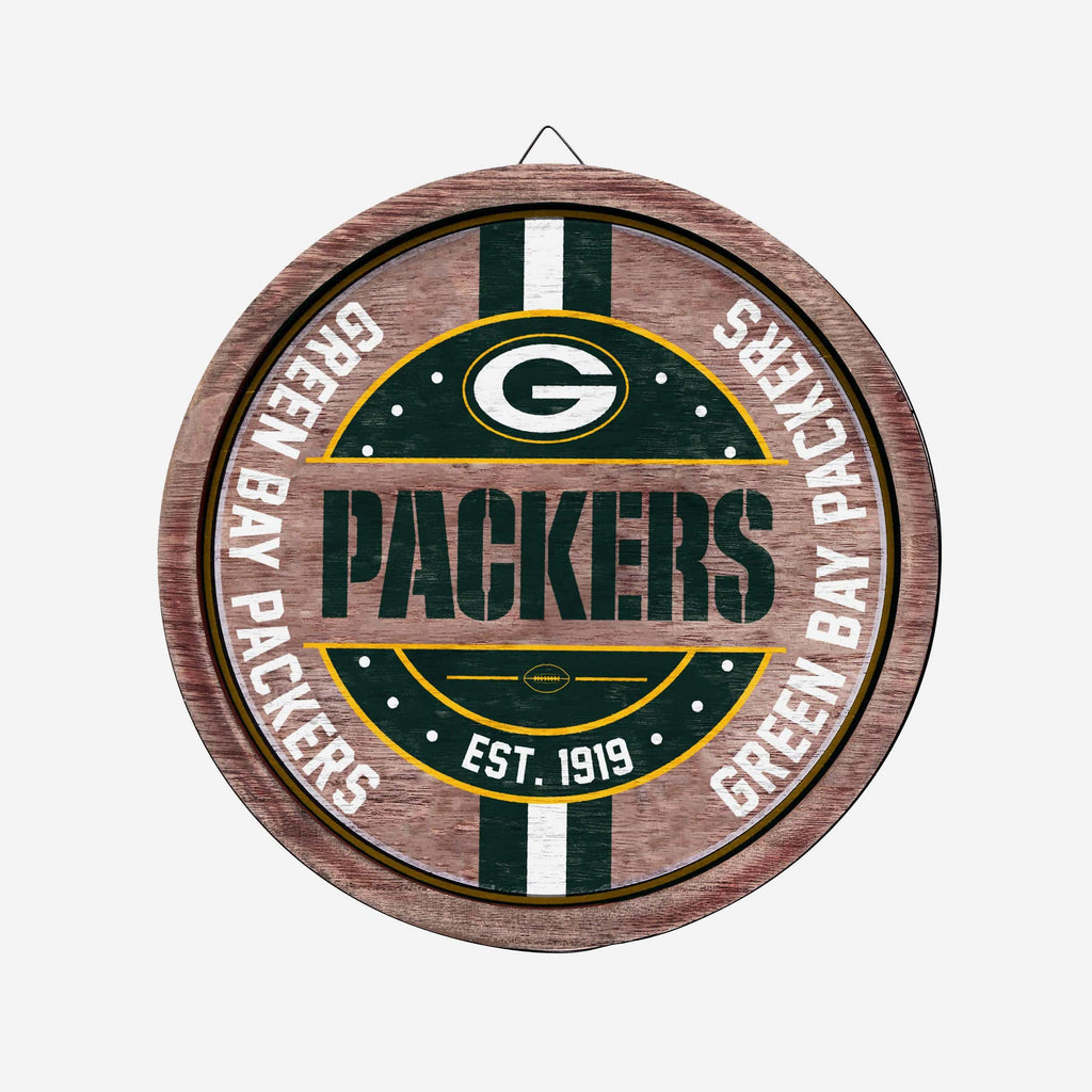 Green Bay Packers Wooden Barrel Sign FOCO