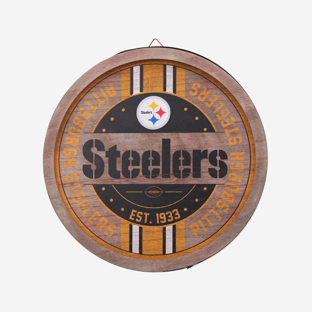 Pittsburgh Steelers Wooden Barrel Sign FOCO