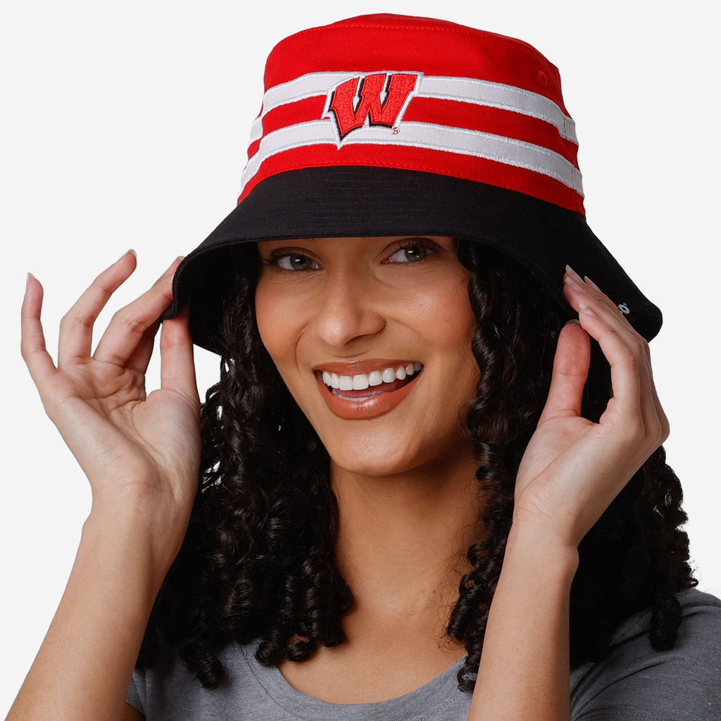 Wisconsin Badgers Team Stripe Bucket Hat FOCO