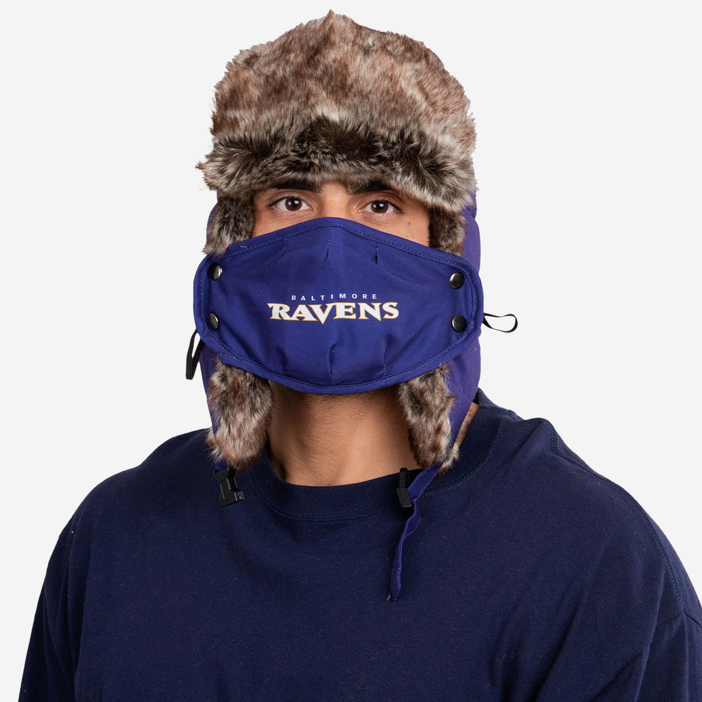 Baltimore Ravens Big Logo Trapper Hat With Face Cover FOCO