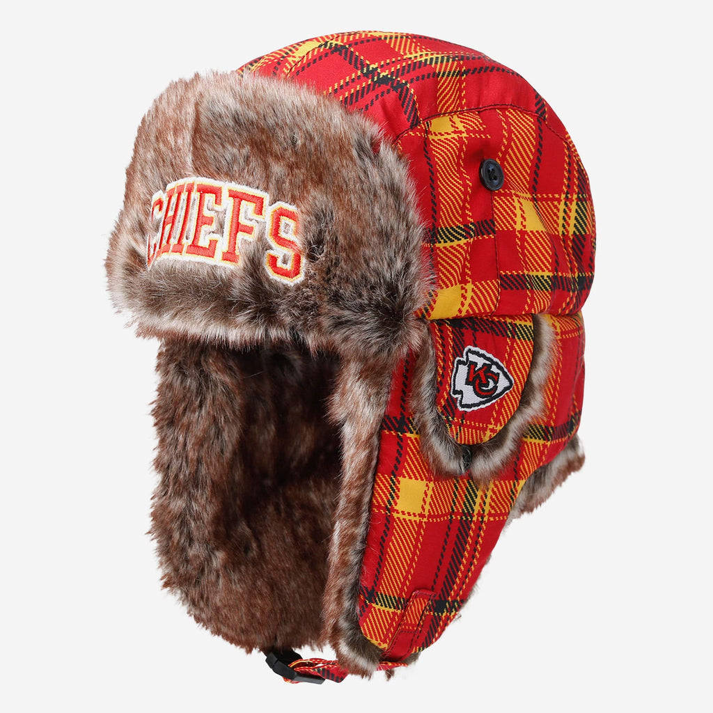 Kansas City Chiefs NFL Wordmark Flannel Trapper Hat FOCO
