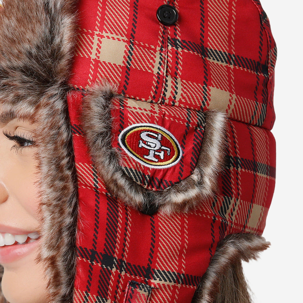 San Francisco 49ers NFL Wordmark Flannel Trapper Hat FOCO
