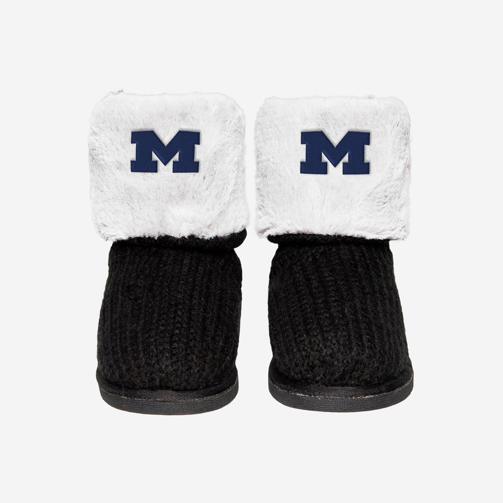 Michigan Wolverines Knit High End Button Boot Slipper FOCO