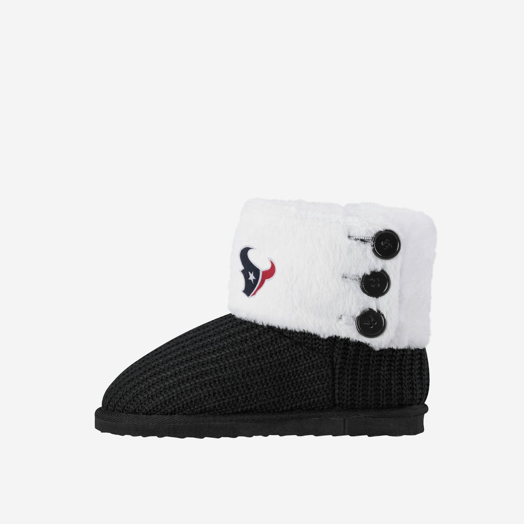 Houston Texans Knit High End Button Boot Slipper FOCO