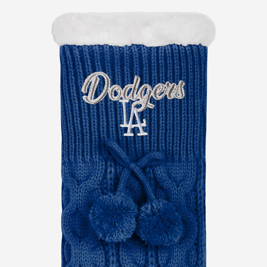 Los Angeles Dodgers Womens Cable Knit Footy Slipper Socks FOCO