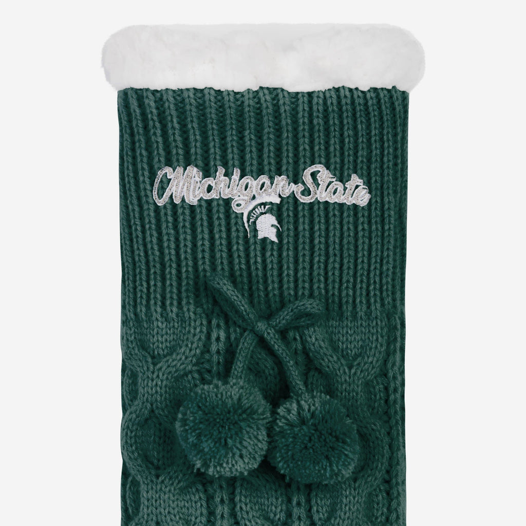Michigan State Spartans Womens Cable Knit Footy Slipper Socks FOCO