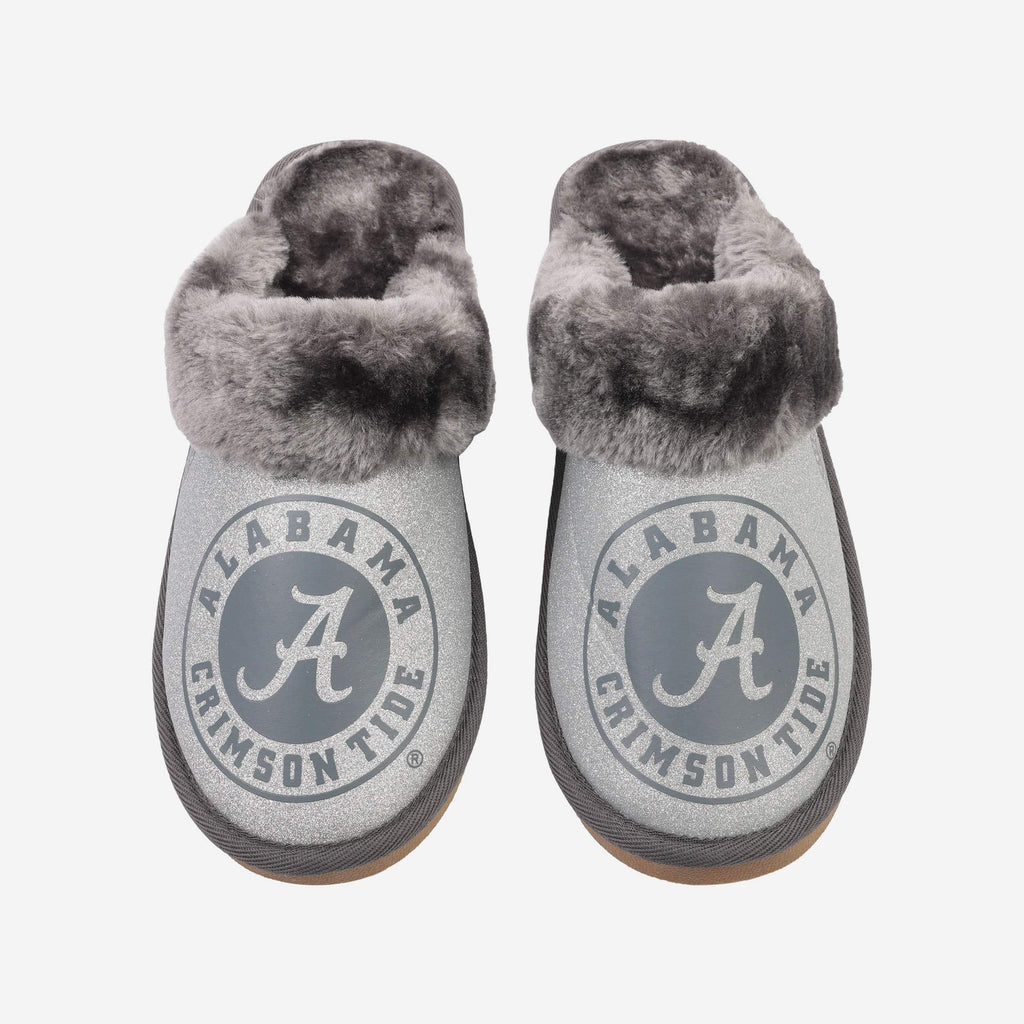Alabama Crimson Tide Womens Glitter Open Back Fur Moccasin Slipper FOCO