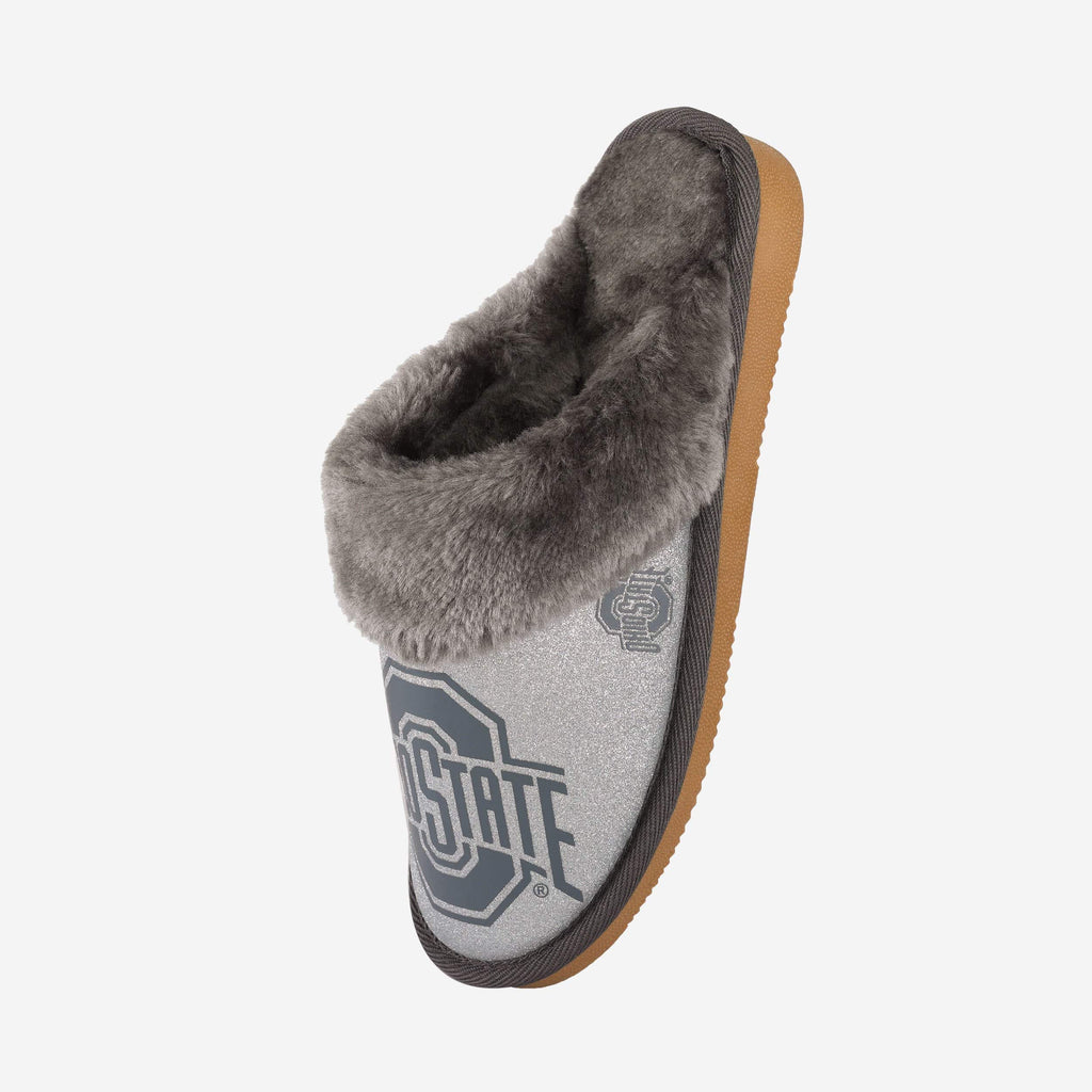 Ohio State Buckeyes Womens Glitter Open Back Fur Moccasin Slipper FOCO
