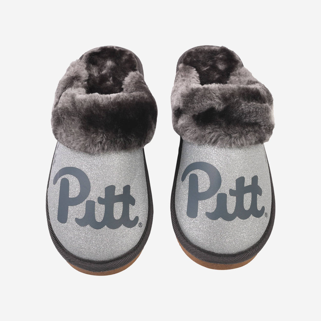Pittsburgh Panthers Womens Glitter Open Fur Moccasin Slipper FOCO