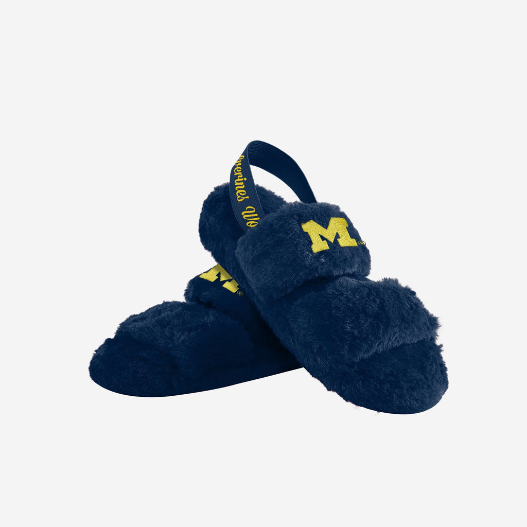 Michigan Wolverines Womens Heel Strap Wordmark Fur Slide FOCO