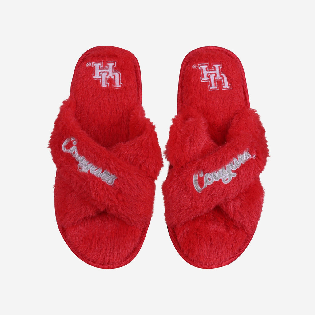 Houston Cougars Womens Script Wordmark Fur Cross Slide FOCO