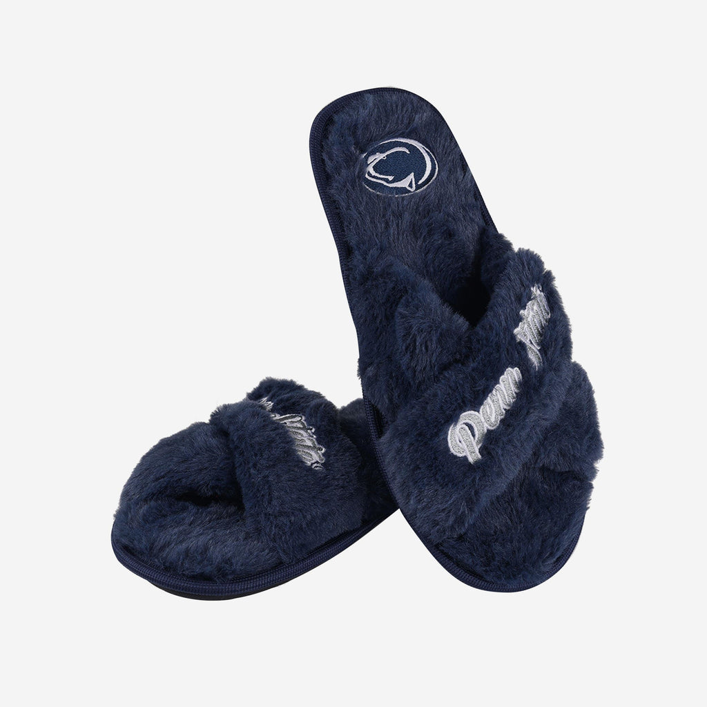 Penn State Nittany Lions Womens Script Wordmark Fur Cross Slide FOCO