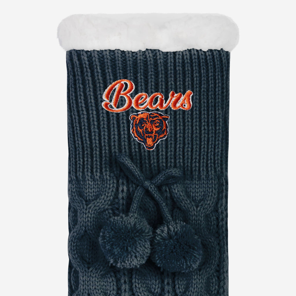 Chicago Bears Womens Cable Knit Footy Slipper Socks FOCO