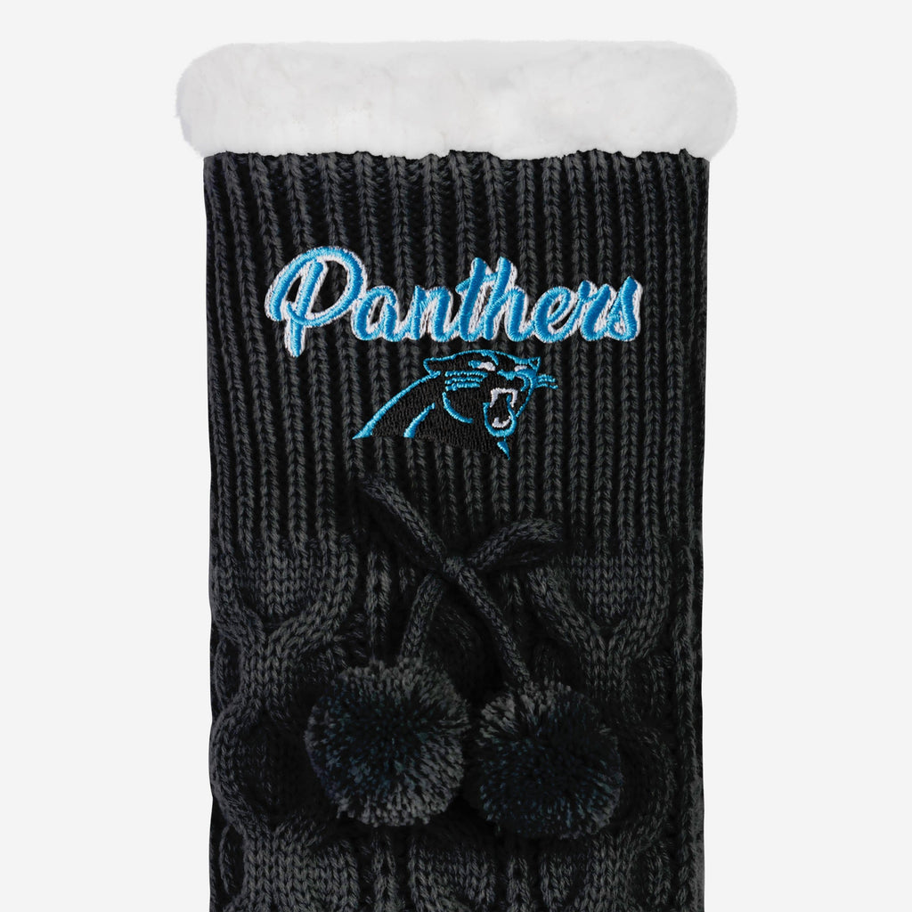 Carolina Panthers Womens Cable Knit Footy Slipper Socks FOCO