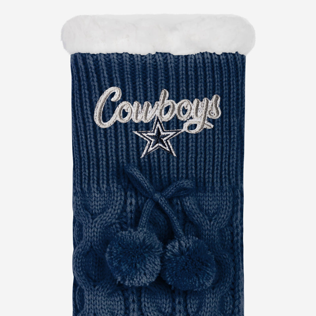 Dallas Cowboys Womens Cable Knit Footy Slipper Socks FOCO