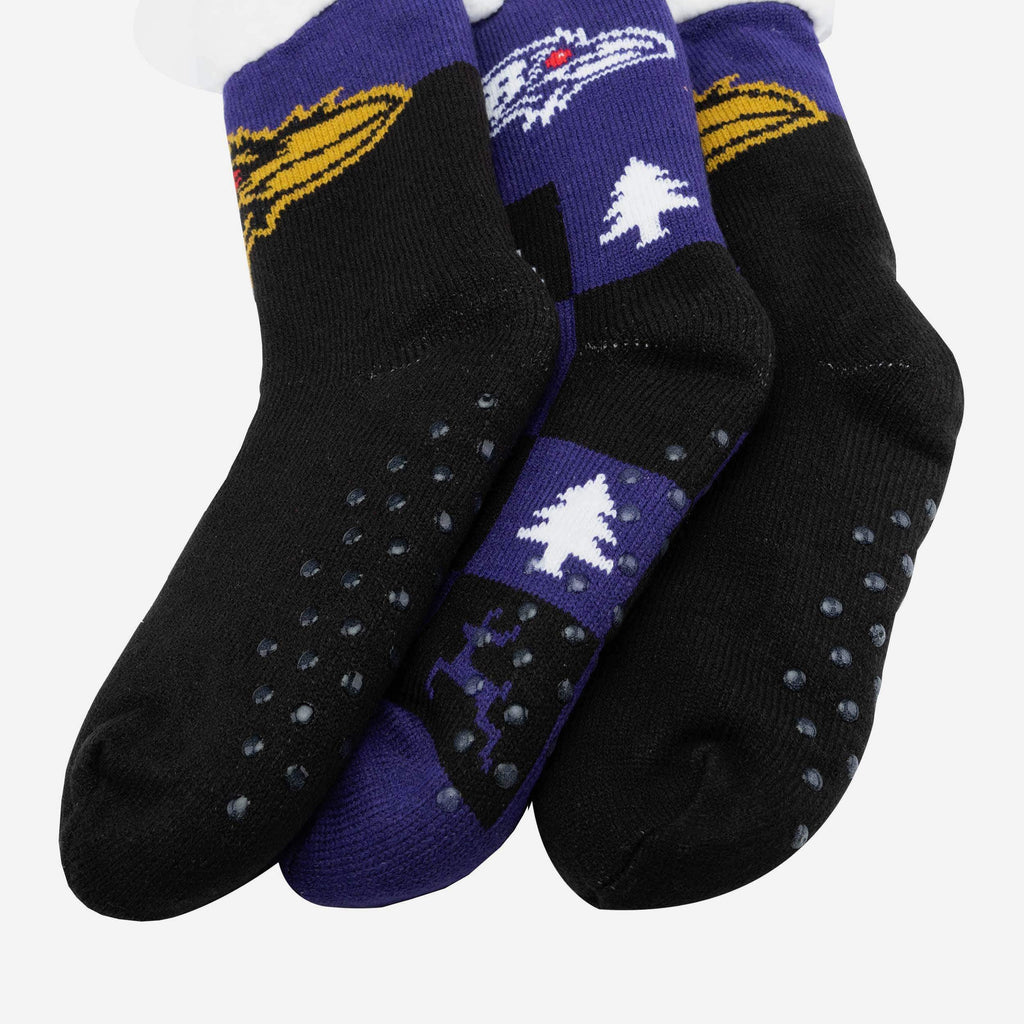 Baltimore Ravens Womens Fan Footy 3 Pack Slipper Socks FOCO