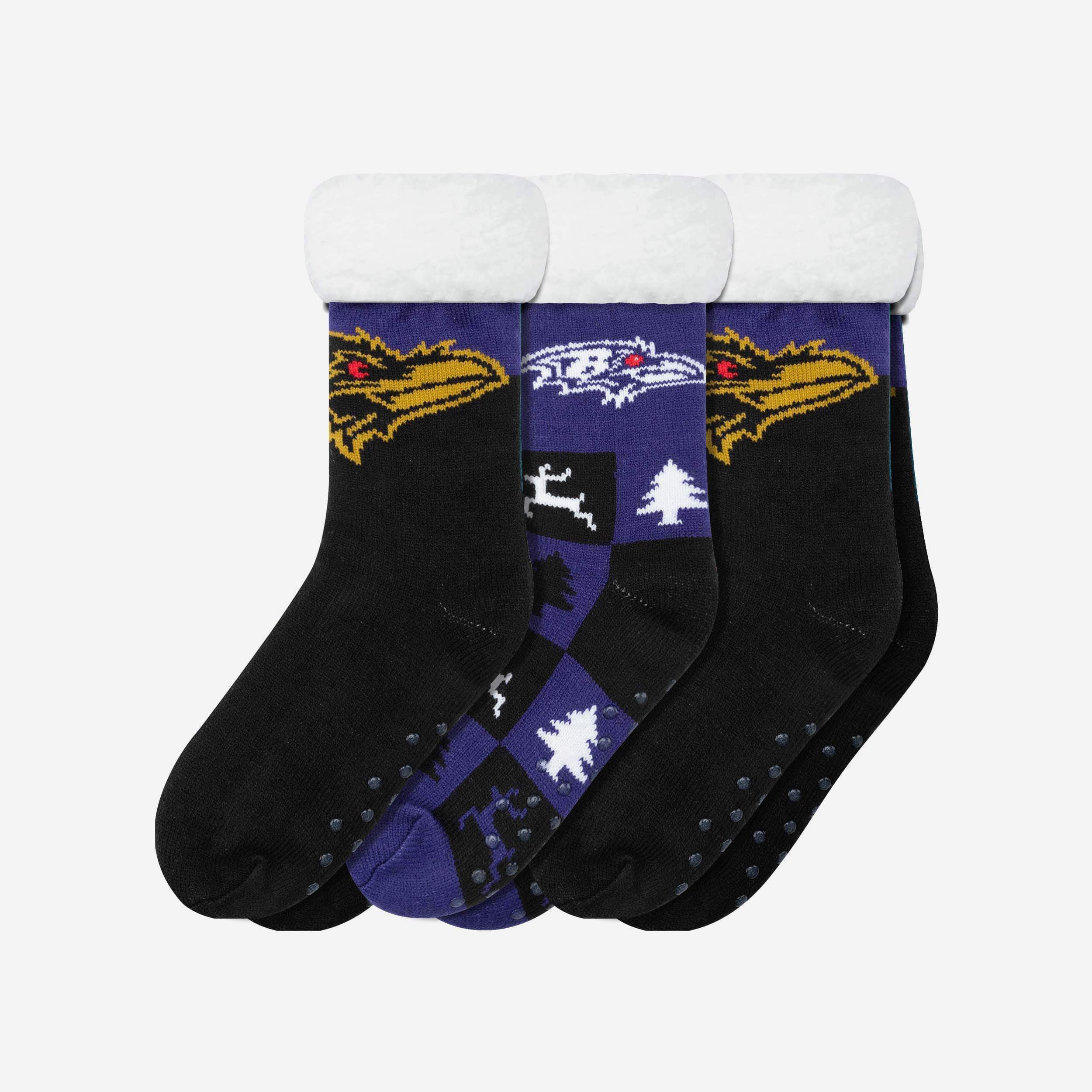 Baltimore Ravens Womens Fan Footy 3 Pack Slipper Socks FOCO