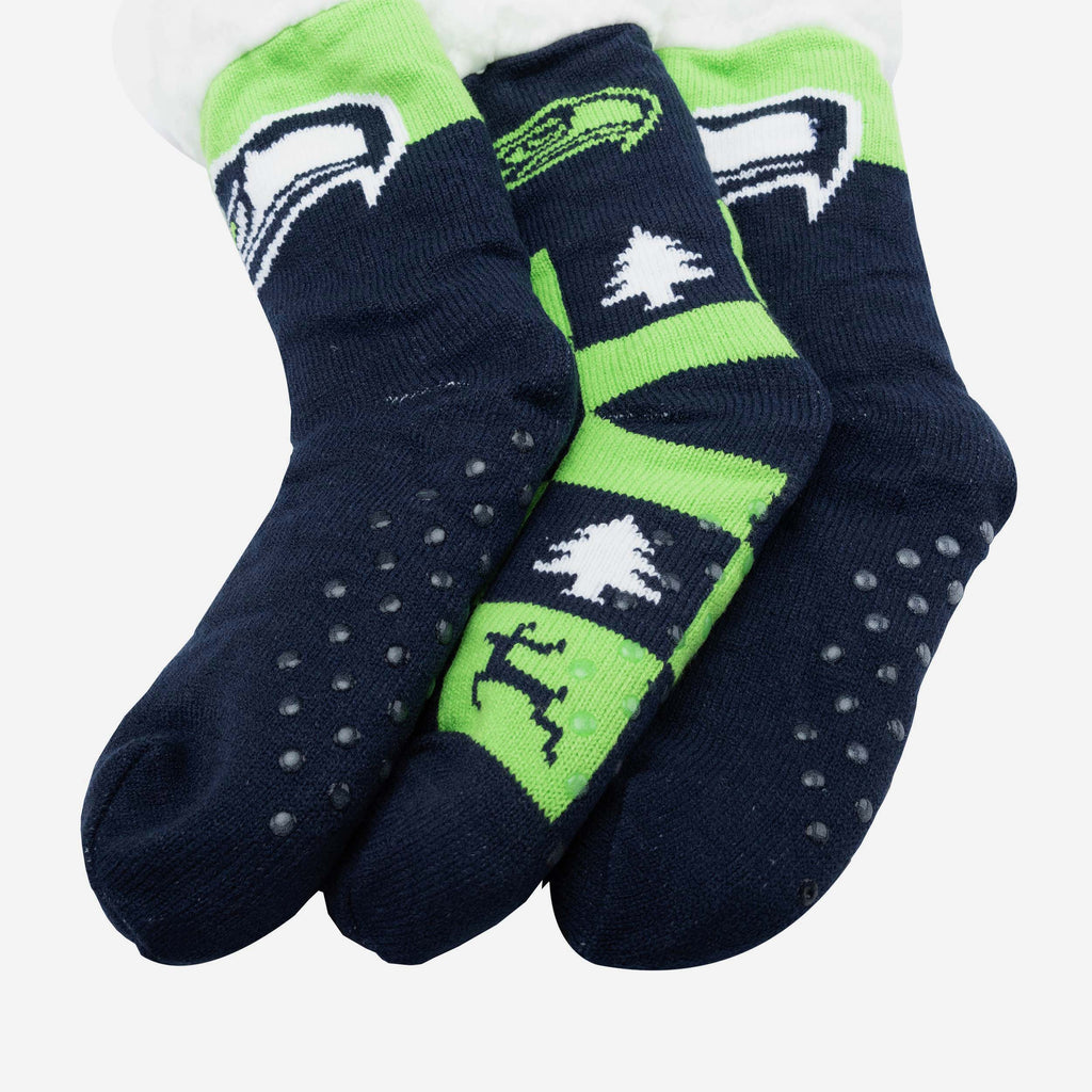 Seattle Seahawks Womens Fan Footy 3 Pack Slipper Socks FOCO