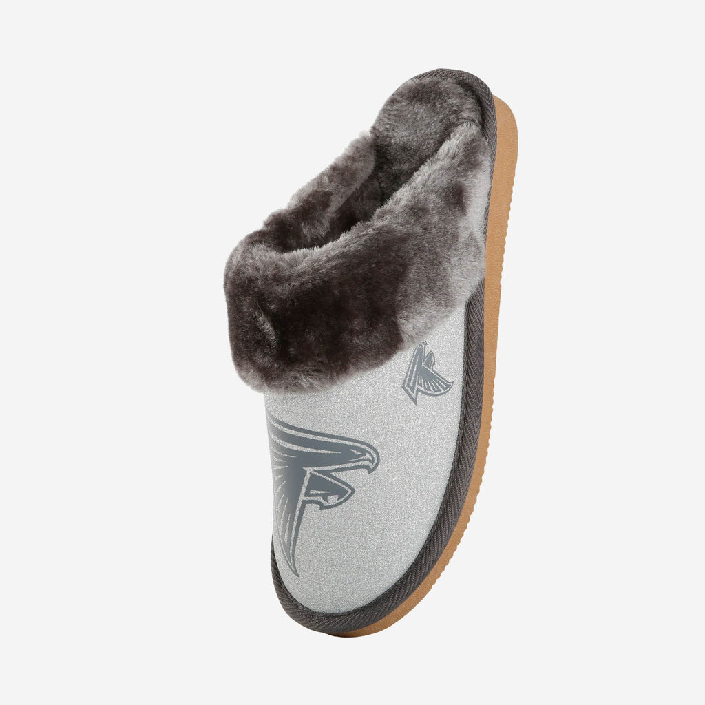 Atlanta Falcons Womens Glitter Open Back Fur Moccasin Slipper FOCO