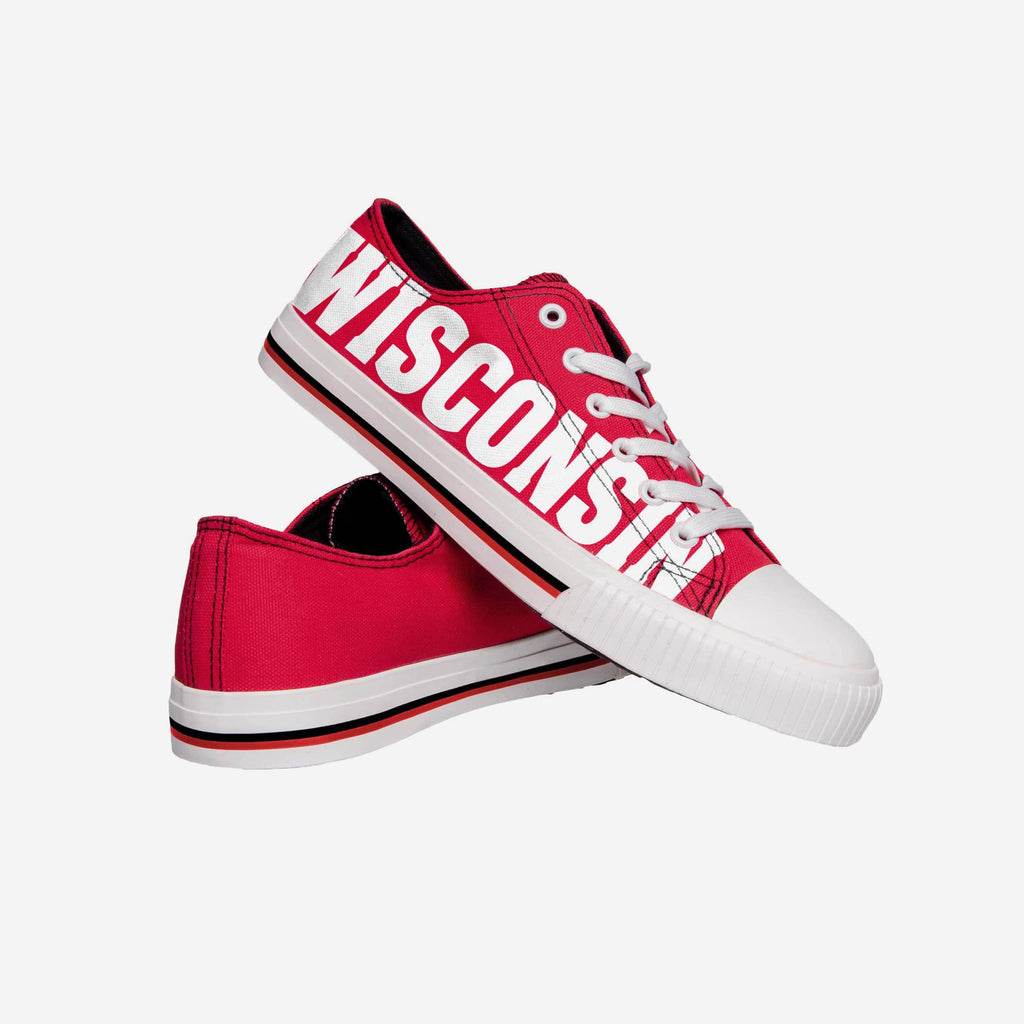 Wisconsin Badgers Mens Low Top Big Logo Canvas Shoe FOCO