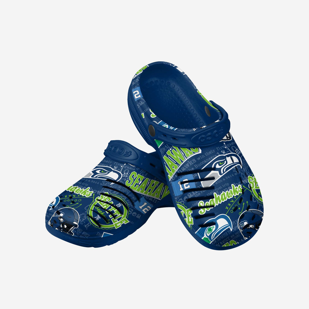 Seattle Seahawks Historic Print Clog With Strap FOCO