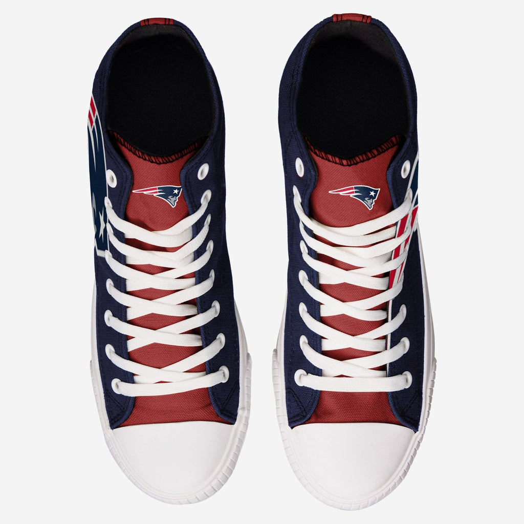 New England Patriots Mens High Top Big Logo Canvas Shoe FOCO