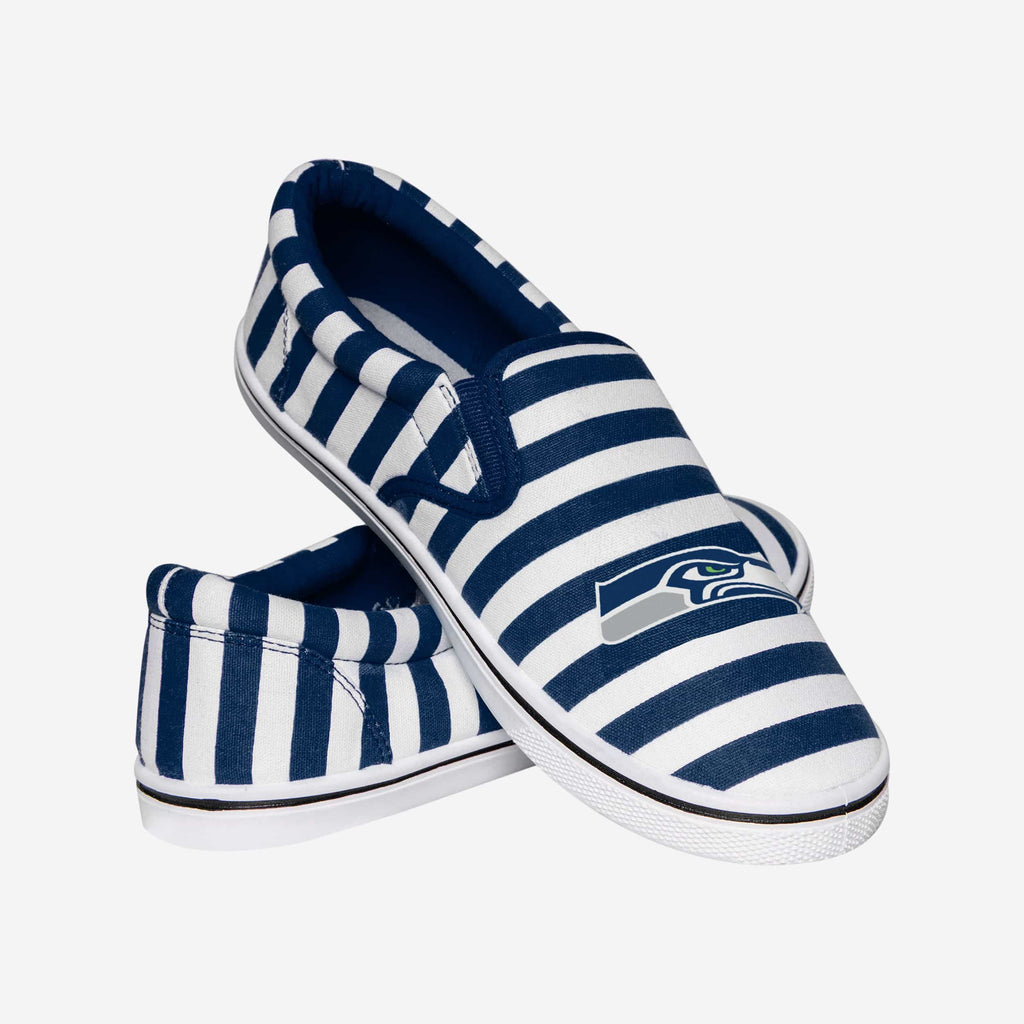 Seattle Seahawks Striped Slip On Canvas Shoe FOCO