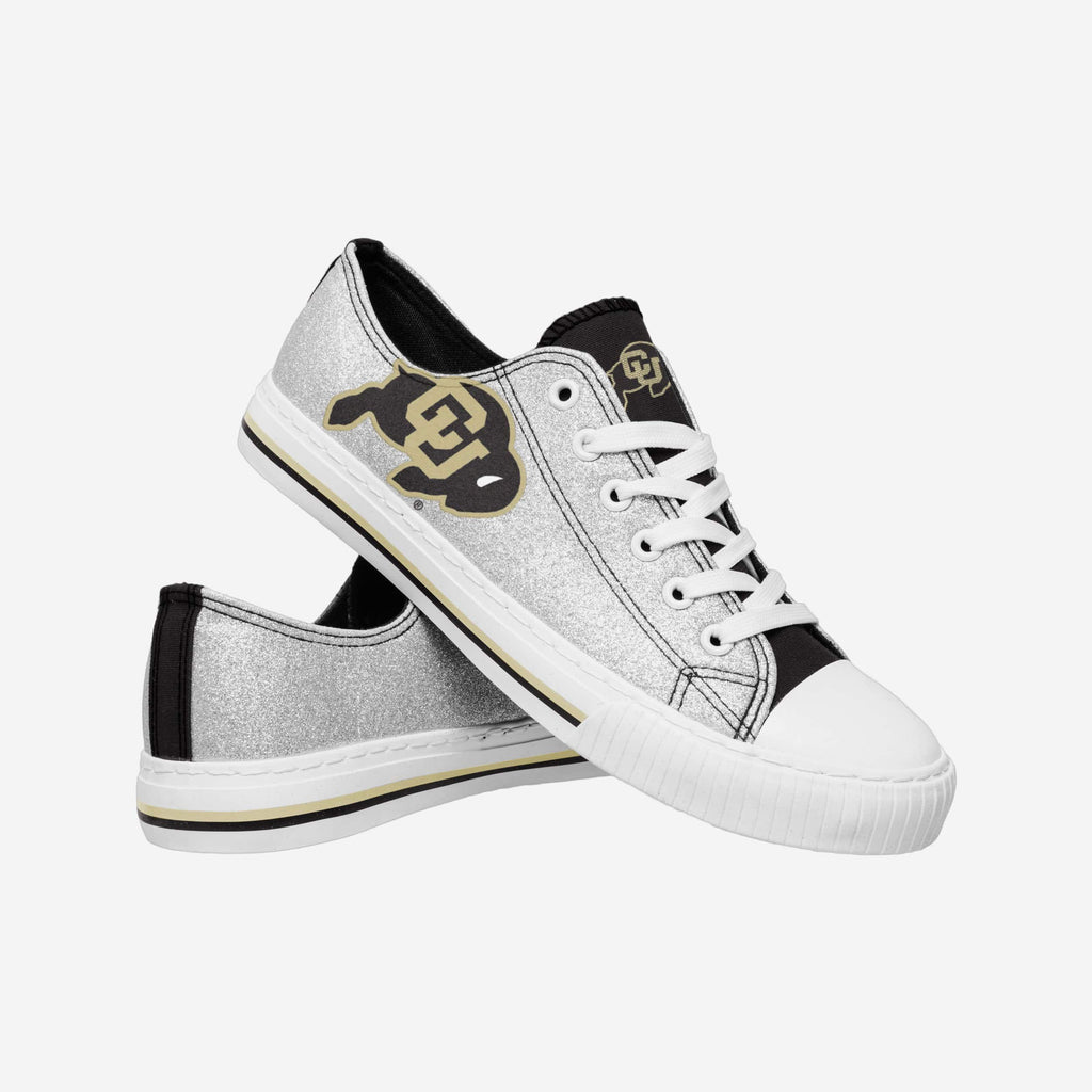 Colorado Buffaloes Womens Glitter Low Top Canvas Shoes FOCO