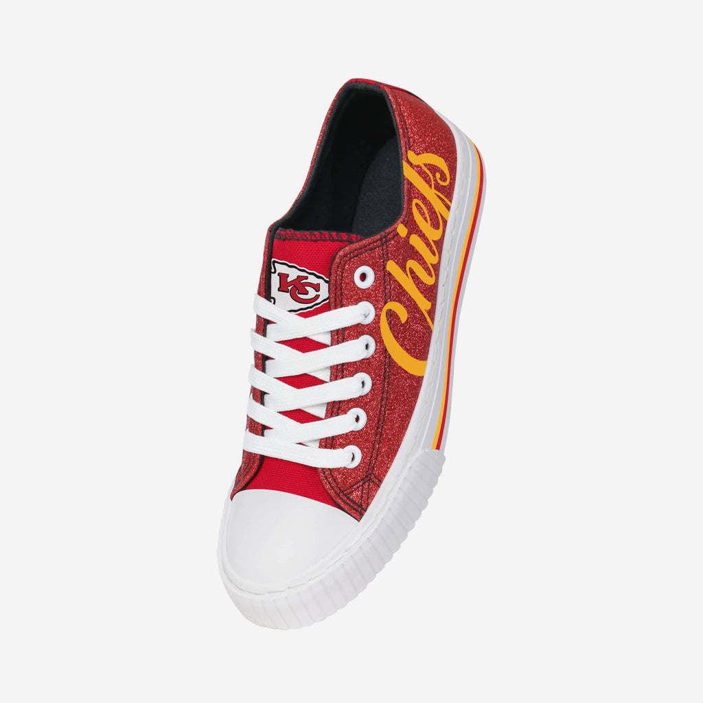 Kansas City Chiefs Womens Color Glitter Low Top Canvas Shoes FOCO