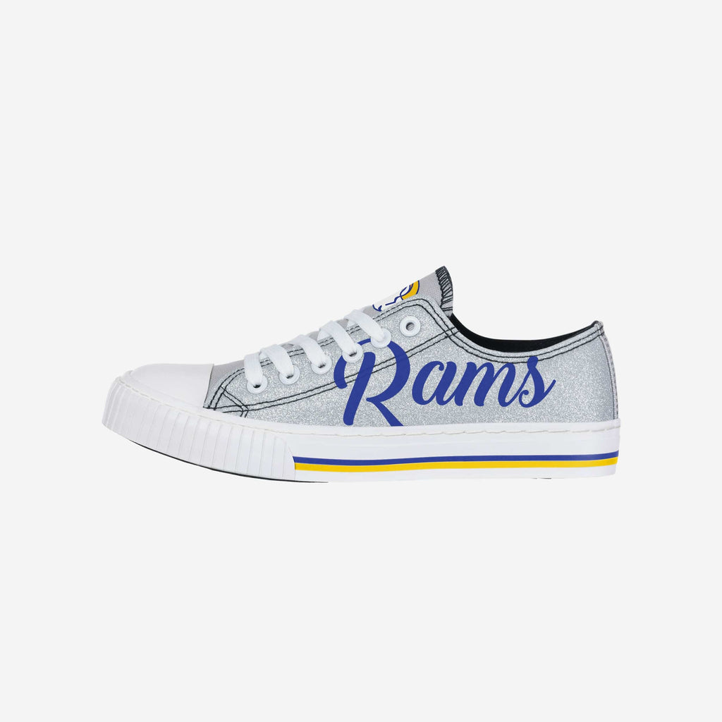 Los Angeles Rams Womens Color Glitter Low Top Canvas Shoes FOCO