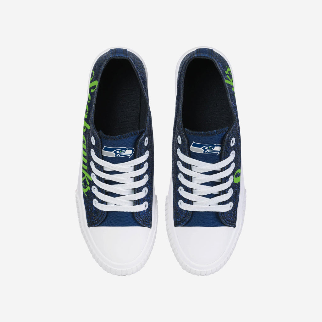 Seattle Seahawks Womens Color Glitter Low Top Canvas Shoes FOCO