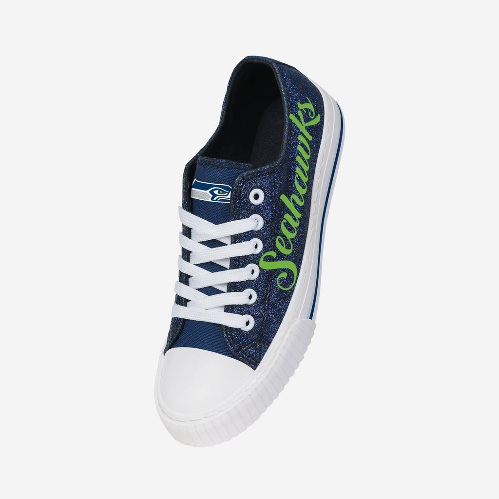 Seattle Seahawks Womens Color Glitter Low Top Canvas Shoes FOCO