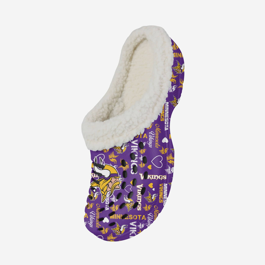 Minnesota Vikings Womens Sherpa Lined Logo Love Clog FOCO