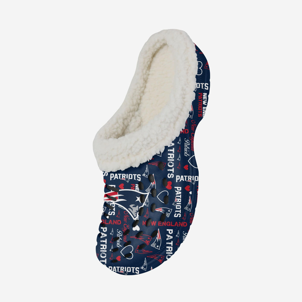 New England Patriots Womens Sherpa Lined Logo Love Clog FOCO
