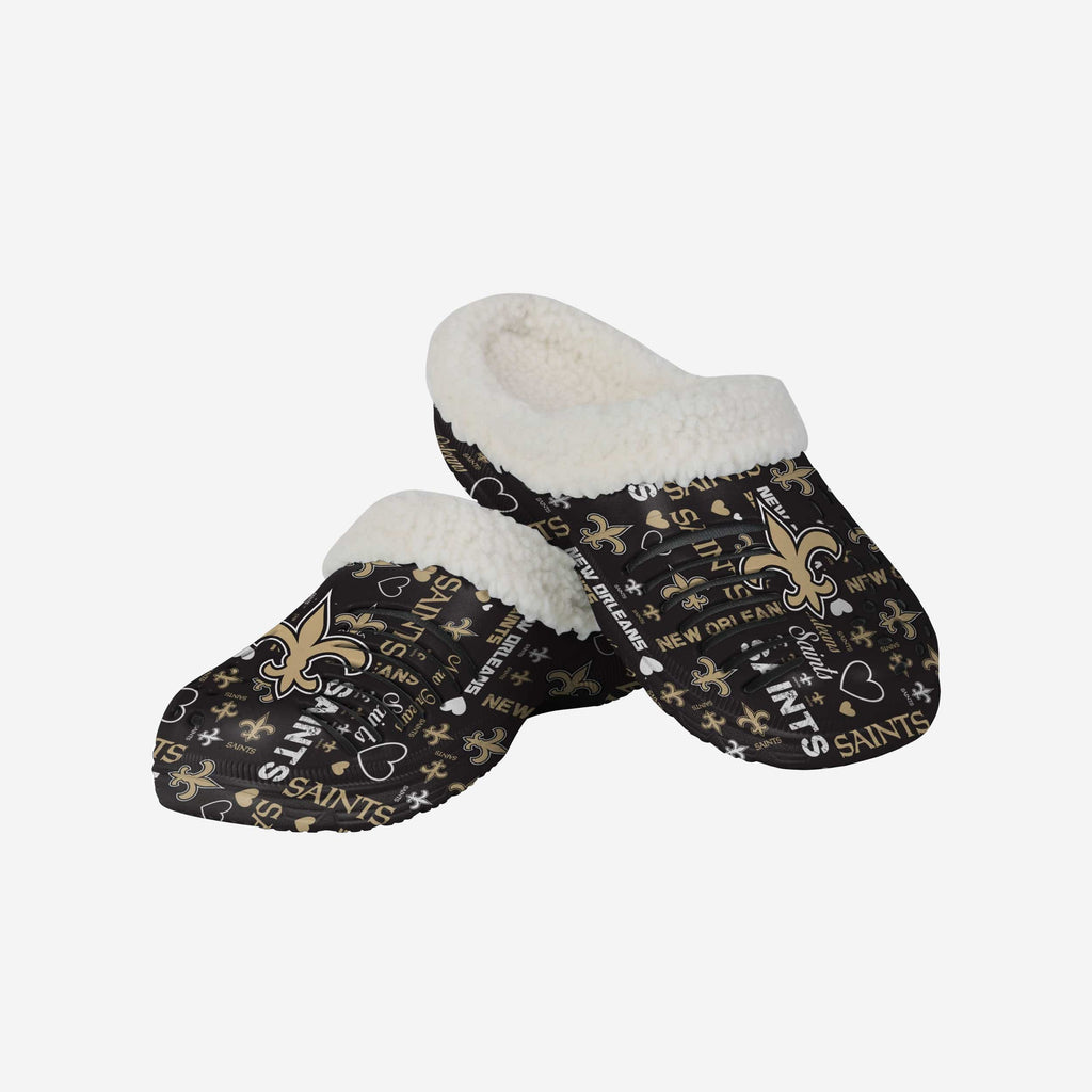 New Orleans Saints Womens Sherpa Lined Logo Love Clog FOCO