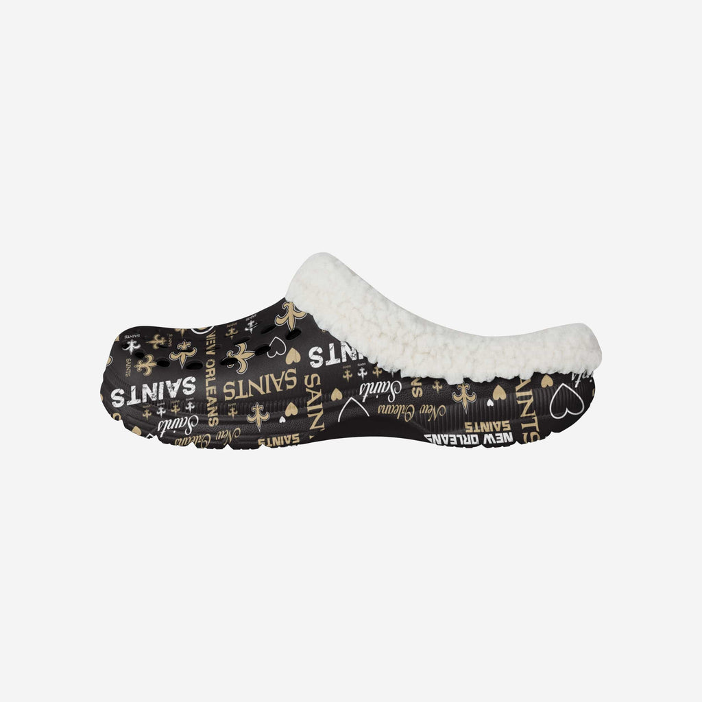 New Orleans Saints Womens Sherpa Lined Logo Love Clog FOCO