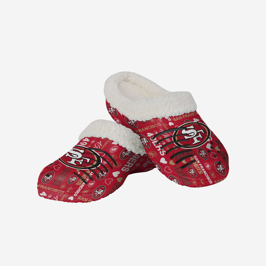 San Francisco 49ers Womens Sherpa Lined Logo Love Clog FOCO