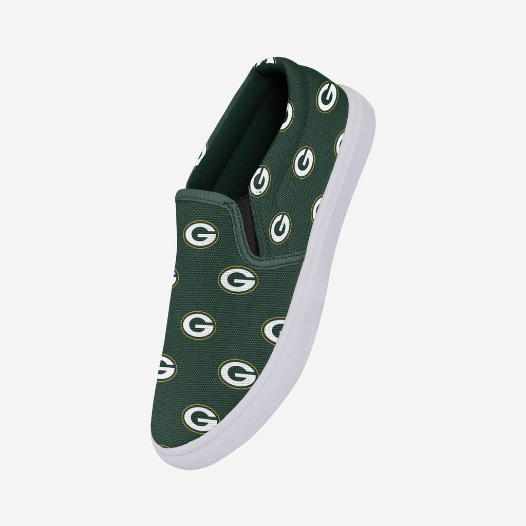 Green Bay Packers Womens Repeat Logo Slip On Canvas Shoe FOCO