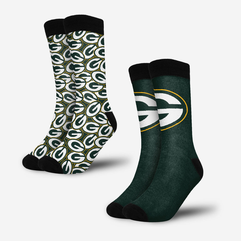 Green Bay Packers Primetime Blast Socks 2 Pack FOCO