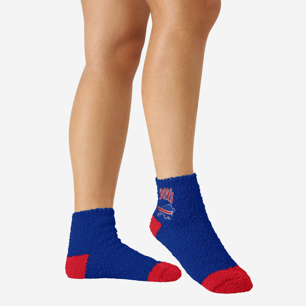 Buffalo Bills 2 Pack Womens Script Logo Fuzzy Ankle Socks FOCO