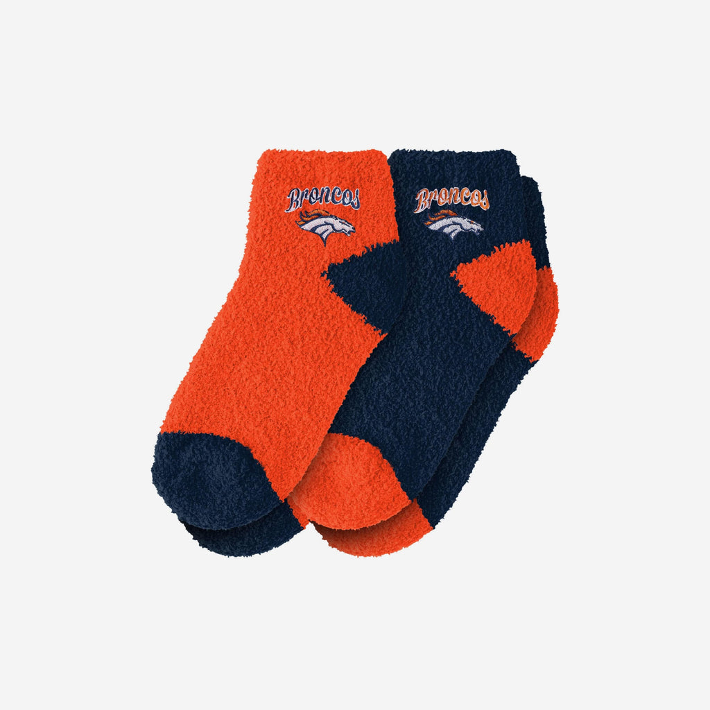 Denver Broncos 2 Pack Womens Script Logo Fuzzy Ankle Socks FOCO
